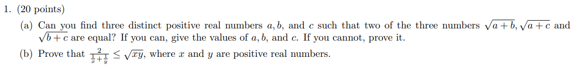 Solved 1. (20 points) (a) Can you find three distinct | Chegg.com