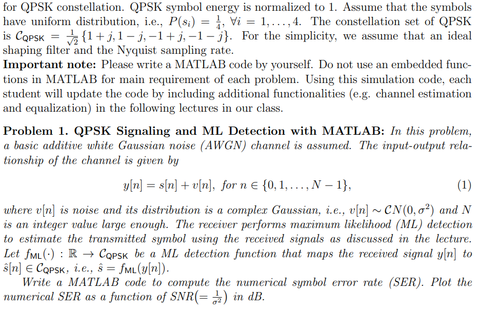 Solved for QPSK constellation. QPSK symbol energy is | Chegg.com