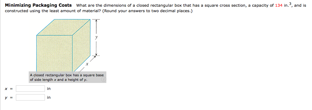 Solved Minimizing Packaging Costs What are the dimensions of | Chegg.com
