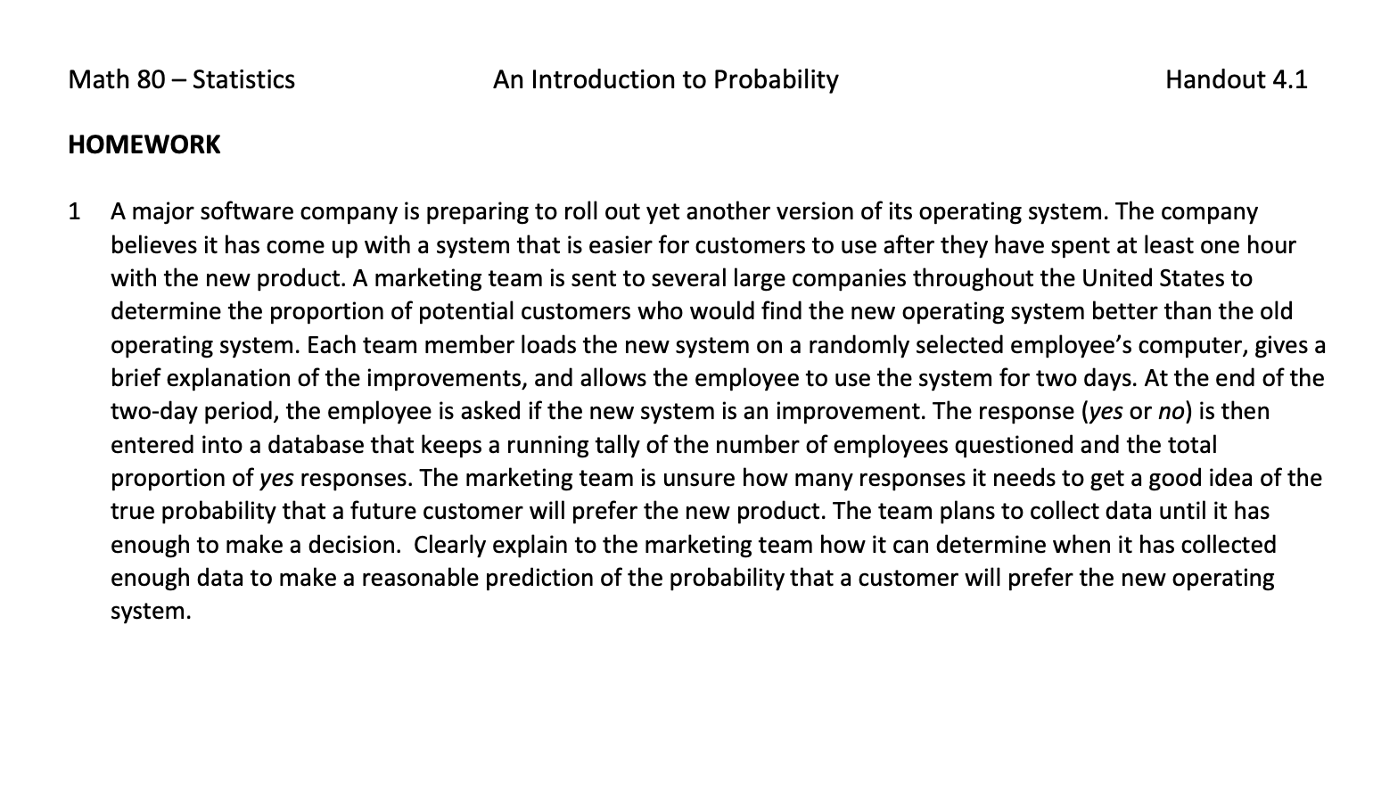 Math 80 - Statistics An Introduction to Probability | Chegg.com