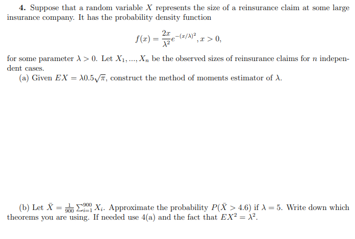Solved 4. Suppose that a random variable X represents the | Chegg.com
