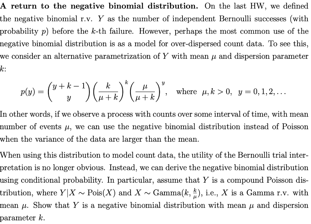 Solved A return to the negative binomial distribution. On | Chegg.com