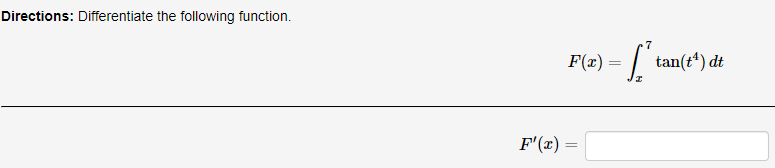 Solved Directions: Differentiate the following function. | Chegg.com
