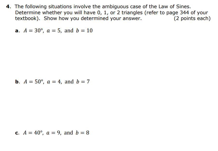 Solved 4. The following situations involve the ambiguous | Chegg.com