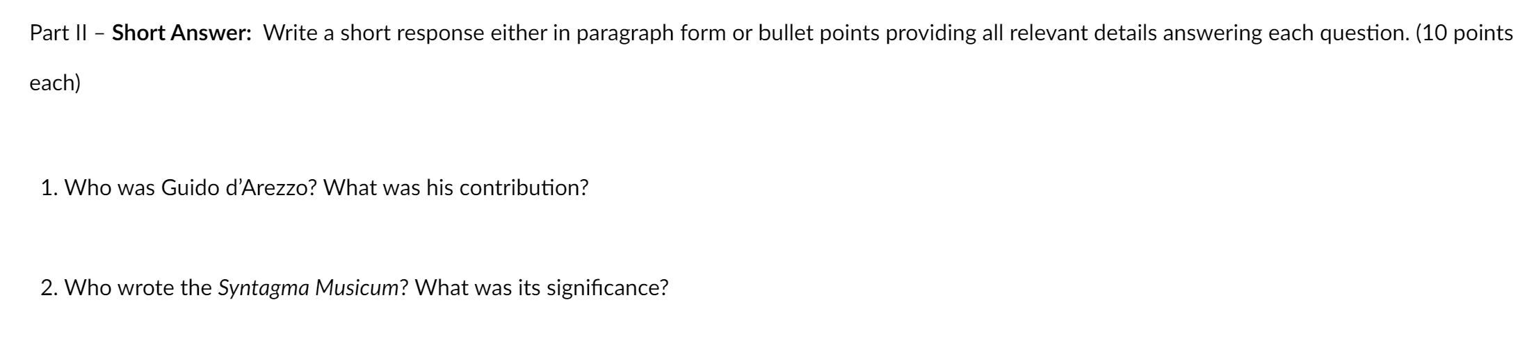 Solved Part II - Short Answer: Write a short response either | Chegg.com