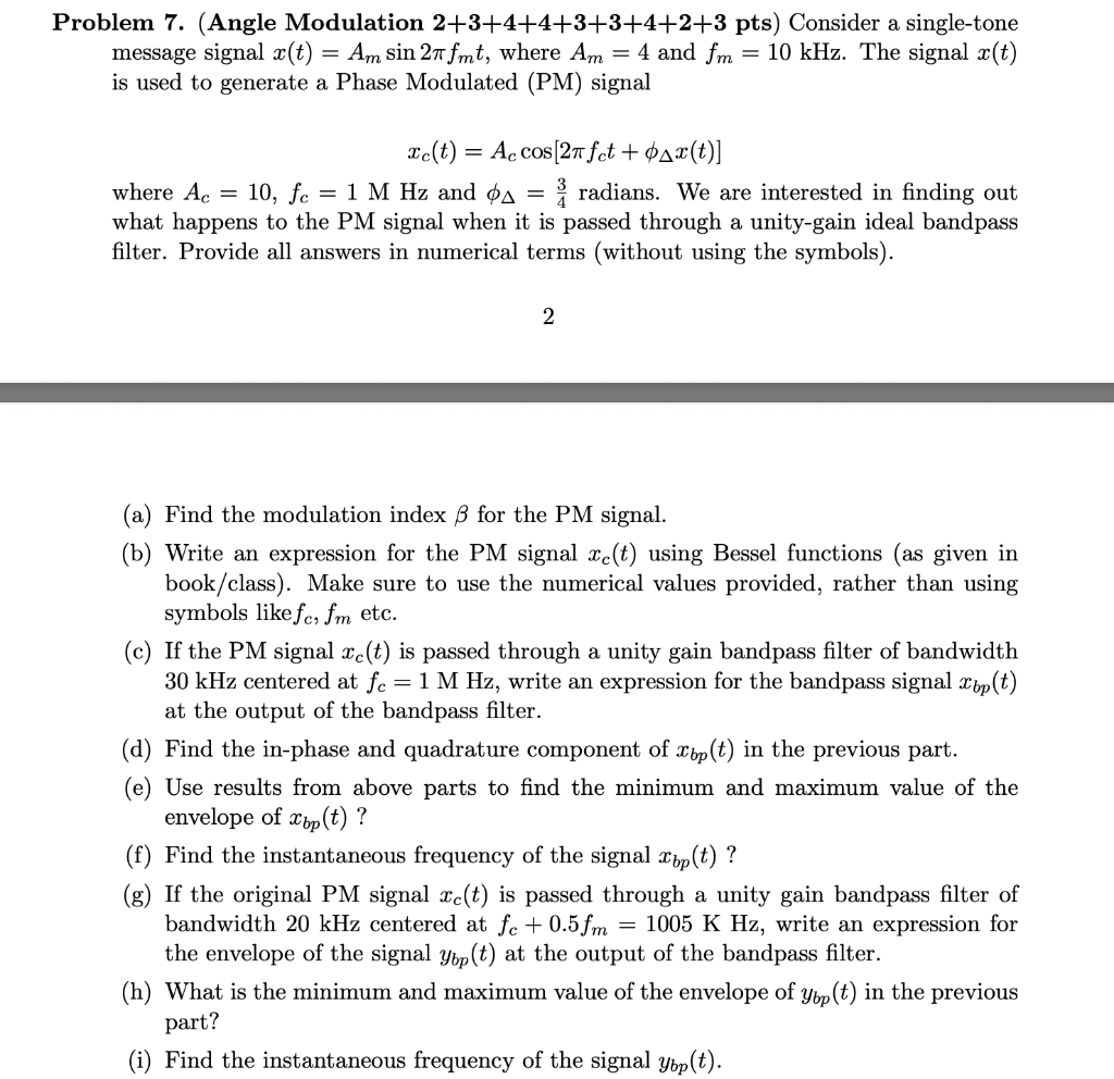 Solved Problem 7. (Angle Modulation 2+3+4+4+3+3+4+2+3 pts) | Chegg.com