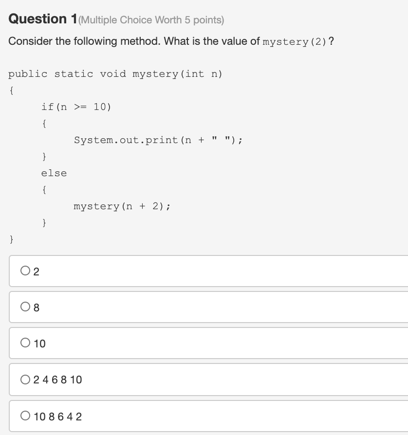 Solved Question 1(Multiple Choice Worth 5 points) Consider | Chegg.com