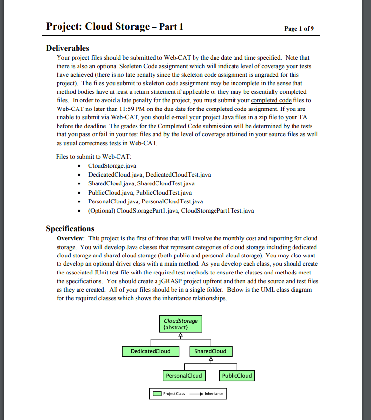 Solved Project: Cloud Storage - Part 1 Page 1 of 9 | Chegg.com