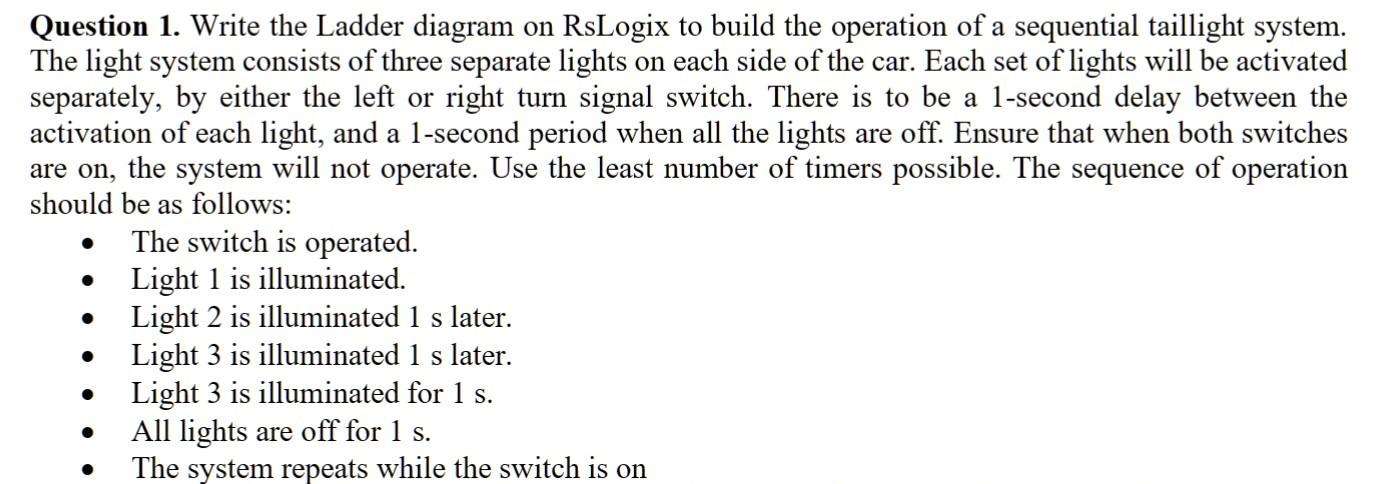 Solved Question 1. Write the Ladder diagram on RsLogix to | Chegg.com