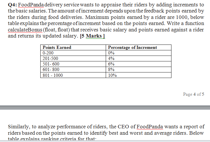 Solved Q4: FoodPanda delivery service wants to appraise | Chegg.com