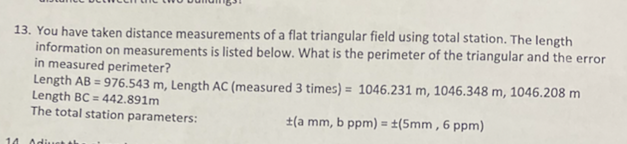 Solved 13. You have taken distance measurements of a flat | Chegg.com