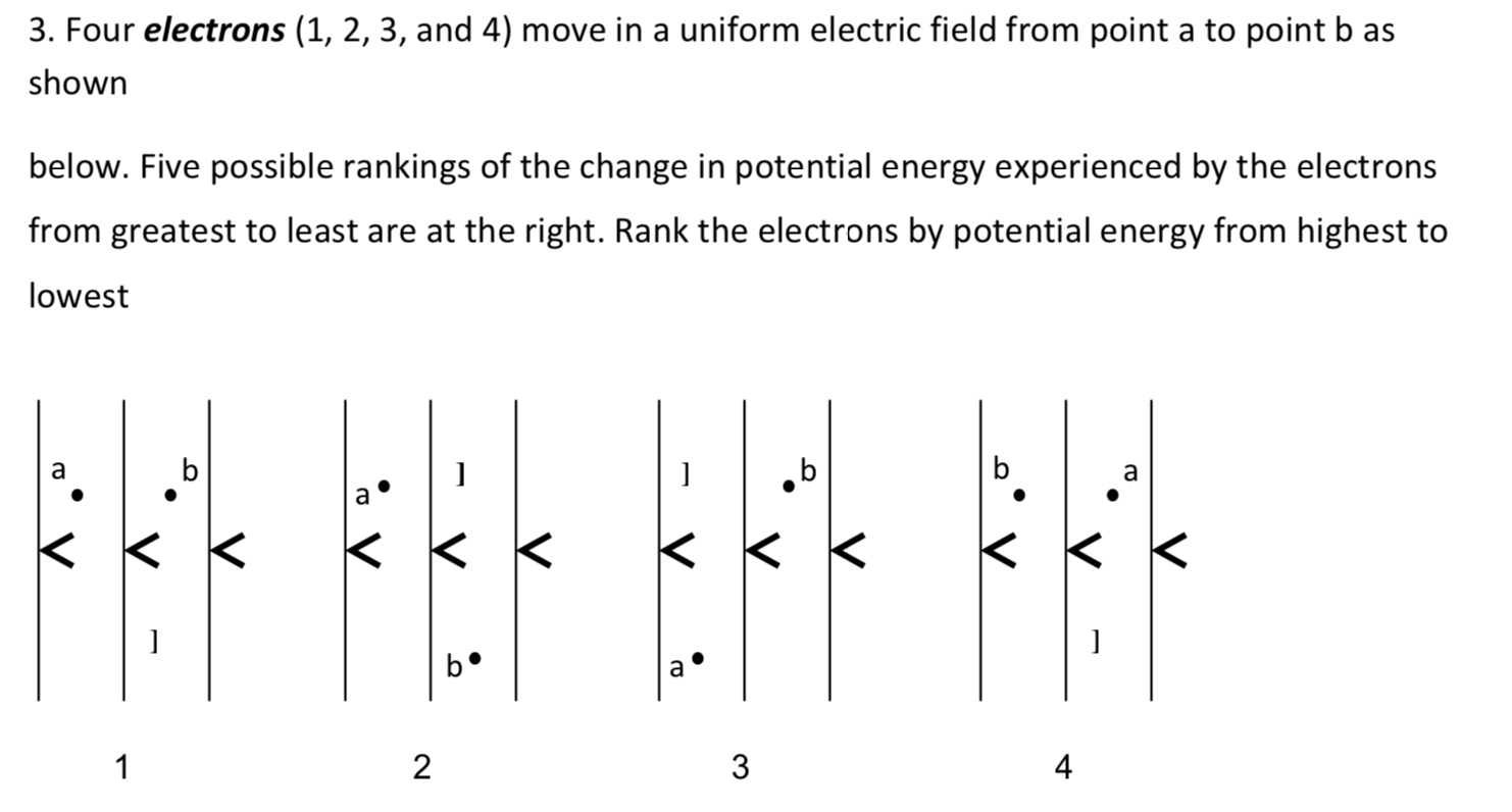 Solved 3. Four electrons (1, 2, 3, and 4) move in a uniform | Chegg.com