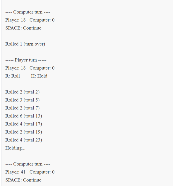Solved Problem-solving Task 1: Pig (Dice Game) Implement the | Chegg.com