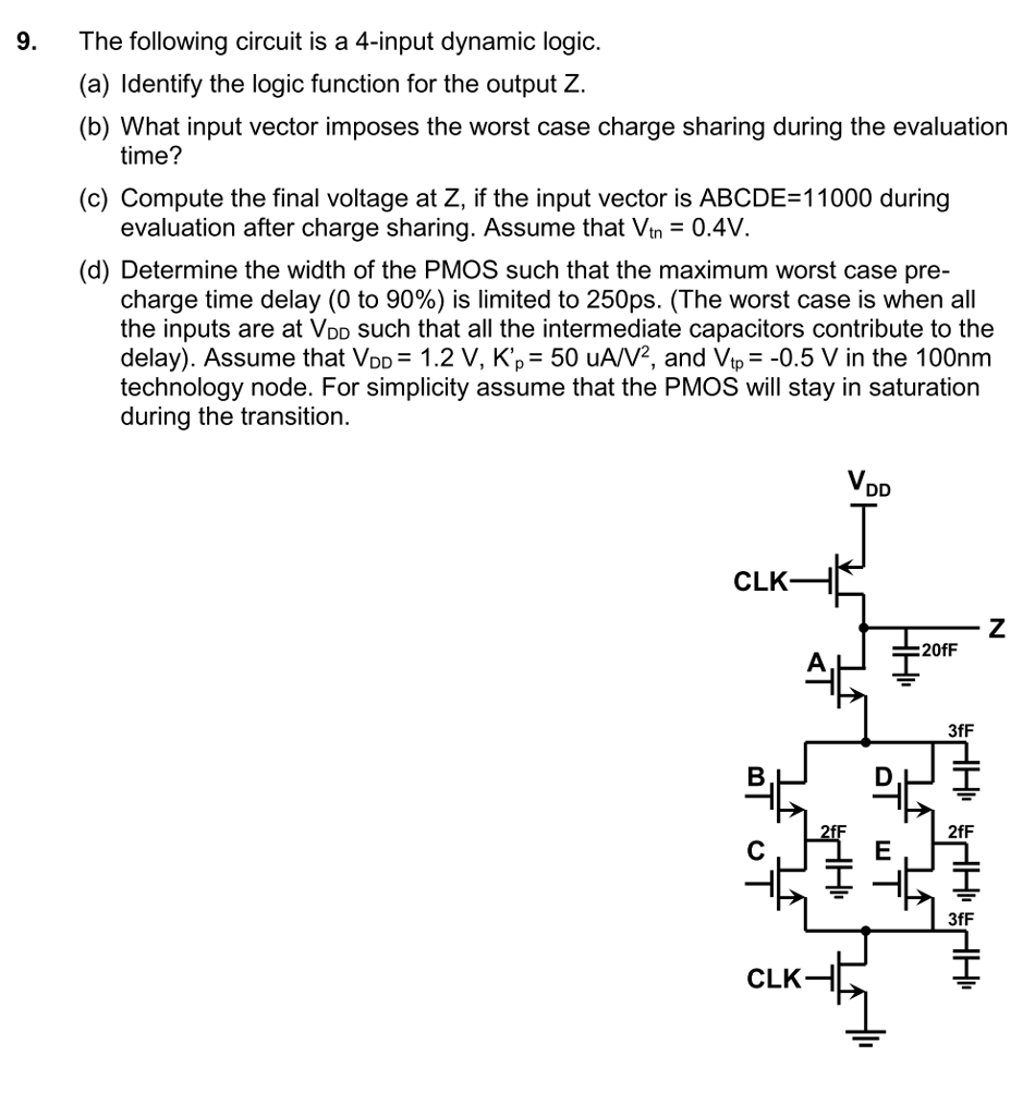 9. The following circuit is a 4-input dynamic logic. | Chegg.com