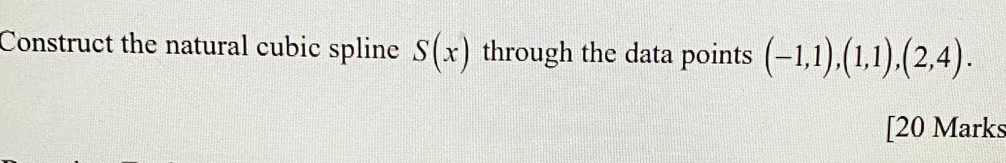 Solved Construct the natural cubic spline S(x) through the | Chegg.com