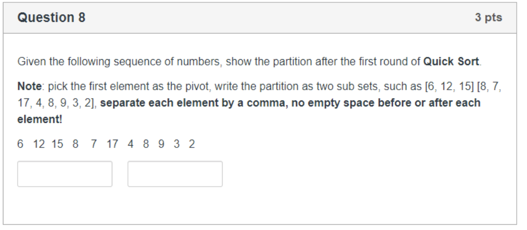 Solved Question 8 3 pts Given the following sequence of | Chegg.com