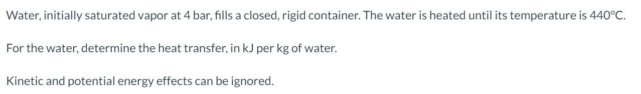 Solved Water, initially saturated vapor at 4 bar, fills a | Chegg.com