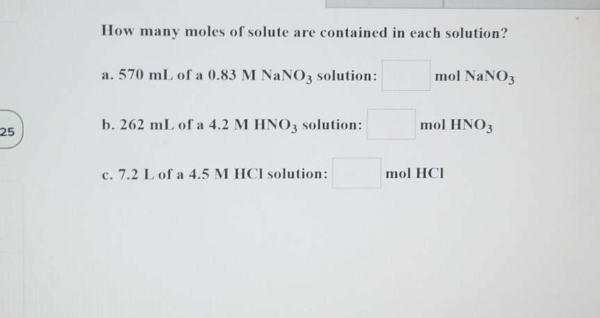 Solved How many moles of solute are contained in each | Chegg.com