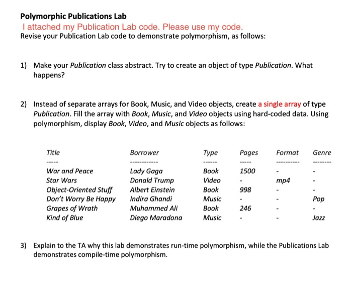 Solved Polymorphic Publications Lab I attached my | Chegg.com