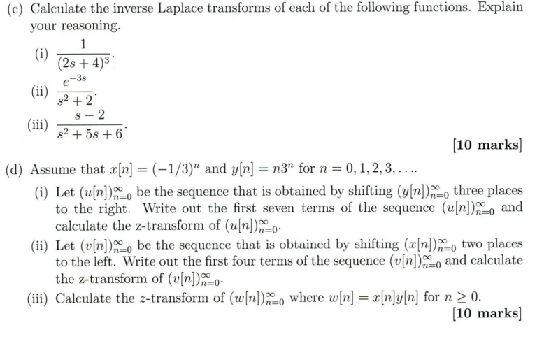 Solved Calculate the inverse Laplace Transform of each of | Chegg.com