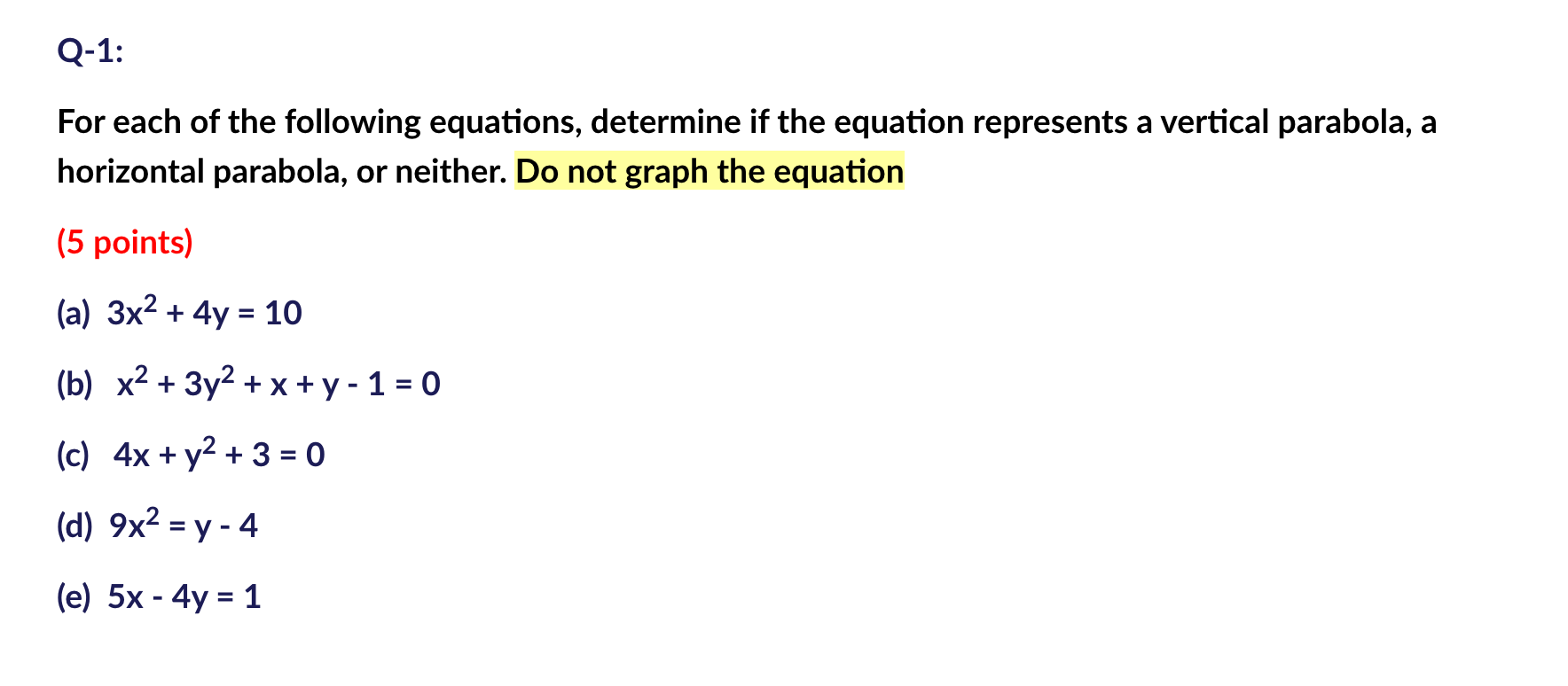 Solved Q-1: For each of the following equations, determine | Chegg.com