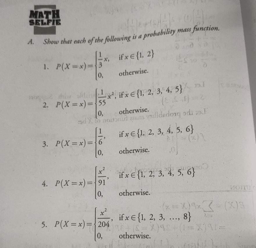 Solved MATH SELFIE mass function. ko 4. Show that each of | Chegg.com