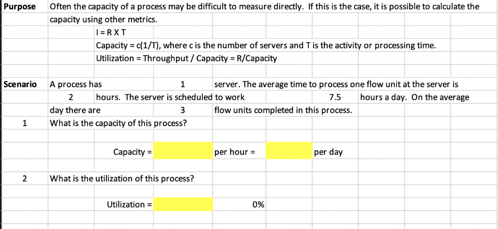 Solved Purpose Often the capacity of a process may be | Chegg.com