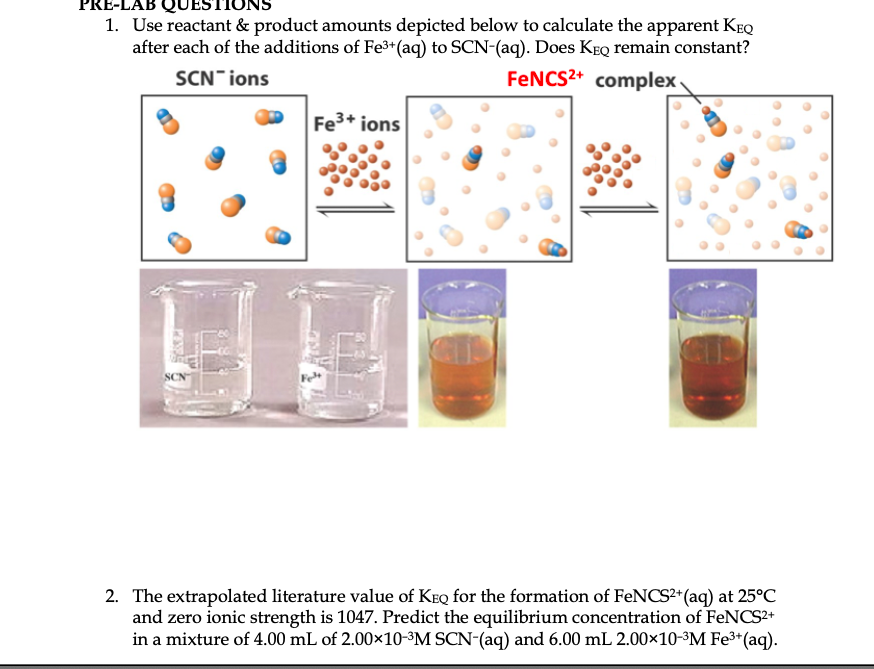 PRE-LAB QUESTIONS 1. Use reactant & product amounts | Chegg.com