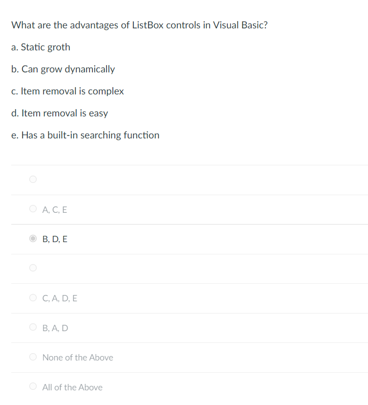 Solved What are the advantages of ListBox controls in Visual | Chegg.com