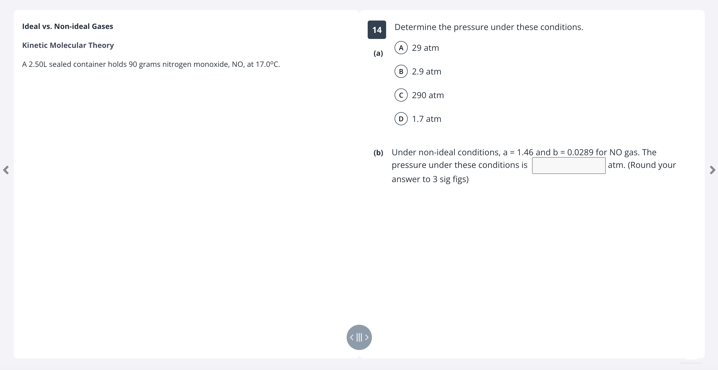 Solved Ideal Vs Non Ideal Gases Kinetic Molecular Theory A