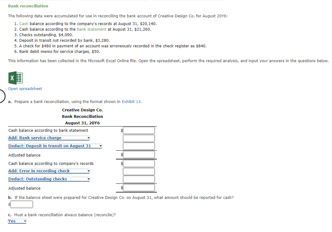 Solved Bank reconciliation Using bank reconciliation to | Chegg.com