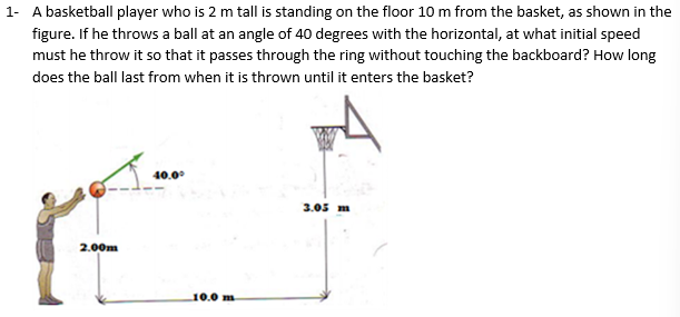 Solved 1- A basketball player who is 2 m tall is standing on | Chegg.com