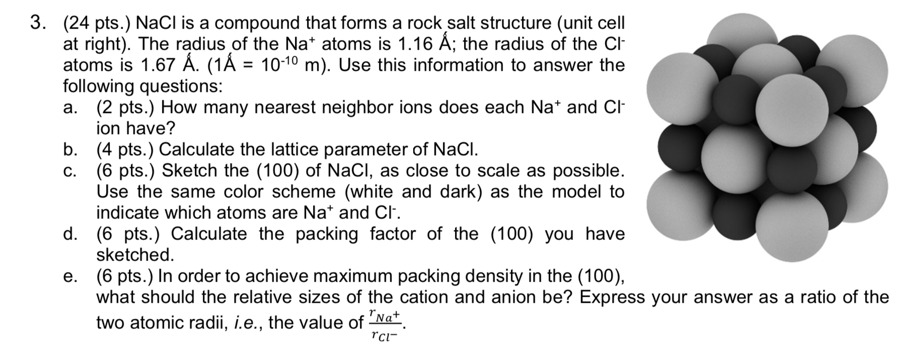 Solved 3. (24 pts.) NaCl is a compound that forms a rock | Chegg.com