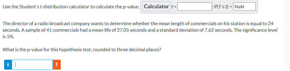 Solved Use the Student's t-distribution calculator to | Chegg.com
