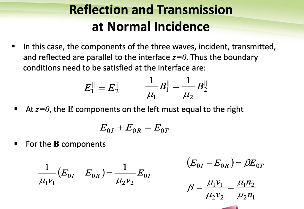 Solved Reflection and Transmission at Normal Incidence X 1 | Chegg.com