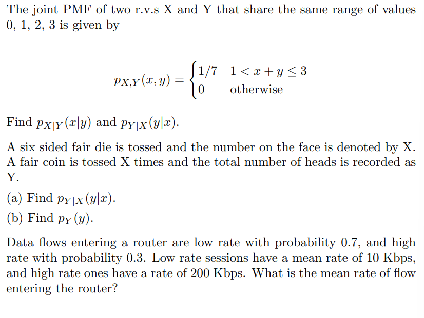 The joint PMF of two r.v.s X and Y that share the | Chegg.com