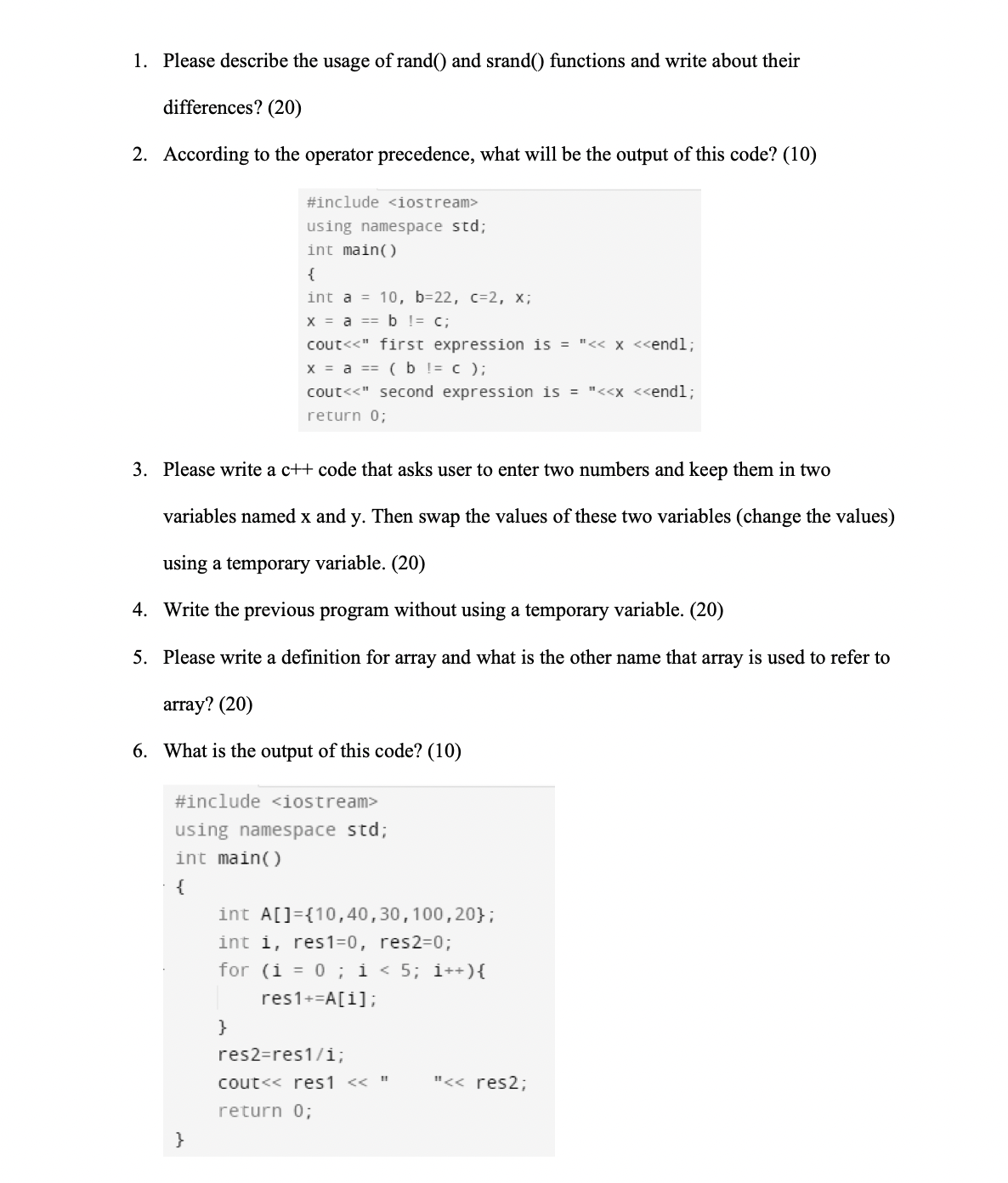 Solved answer this question according to c++ ﻿and also the | Chegg.com