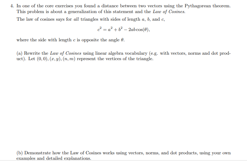 Solved 4. In one of the core exercises you found a distance | Chegg.com