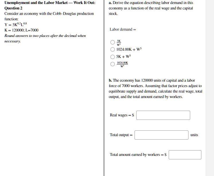 Solved a. Derive the equation describing labor demand in | Chegg.com