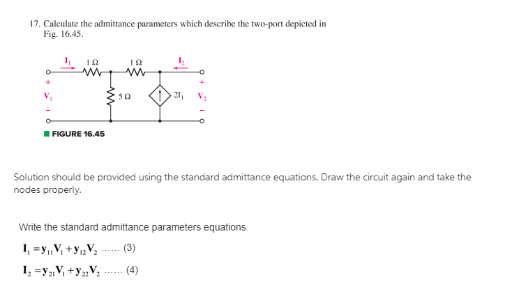 Solved 17. Calculate the admittance parameters which | Chegg.com