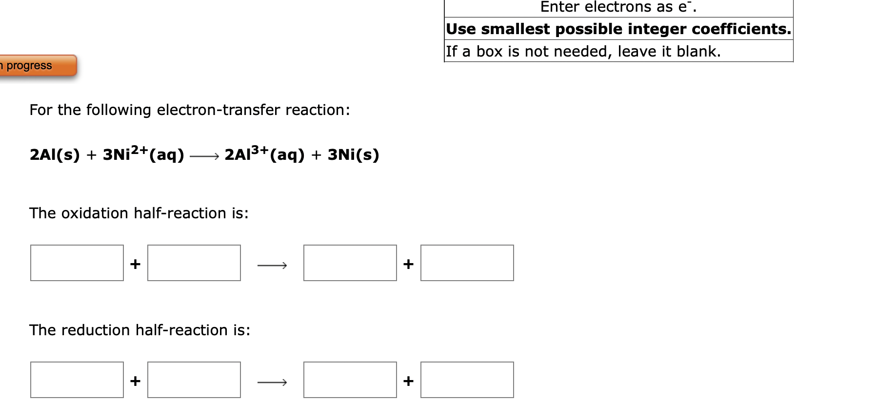 Solved For the following electron-transfer reaction: | Chegg.com