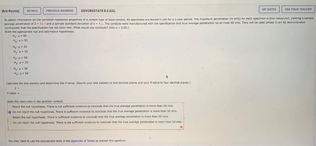 Solved 10/4 Points) DETAILS PREVIOUS ANSWERS DEVORESTAT9 | Chegg.com