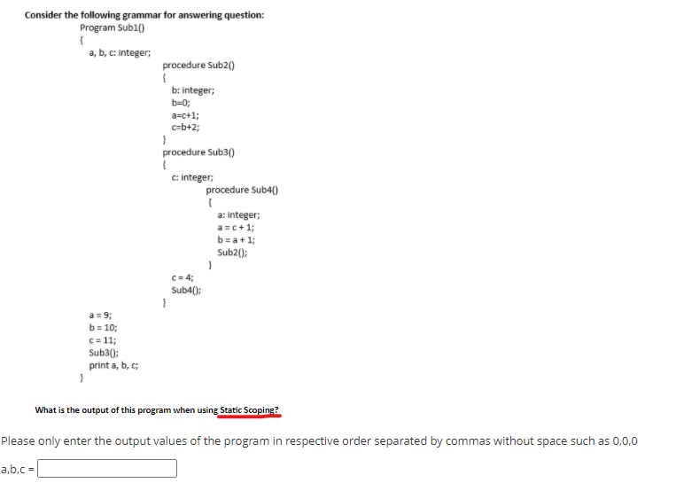 Solved Consider the following grammar for answering | Chegg.com