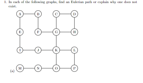 Solved 1 In Each Of The Following Graphs Find An Eulerian 