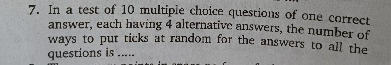 Solved 7. In a test of 10 multiple choice questions of one | Chegg.com