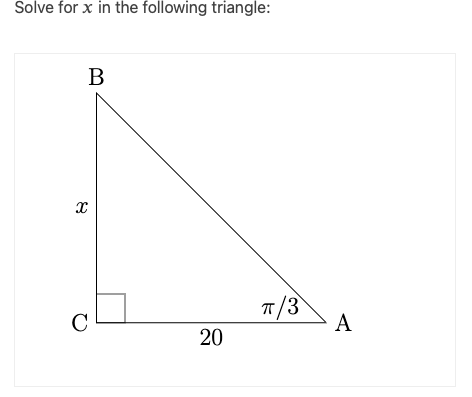 Solved Solve for x in the following triangle: | Chegg.com