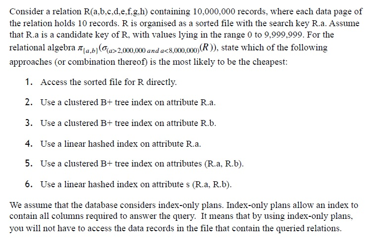 Consider a relation R(a.b.c.d,e.f.g.h) containing | Chegg.com
