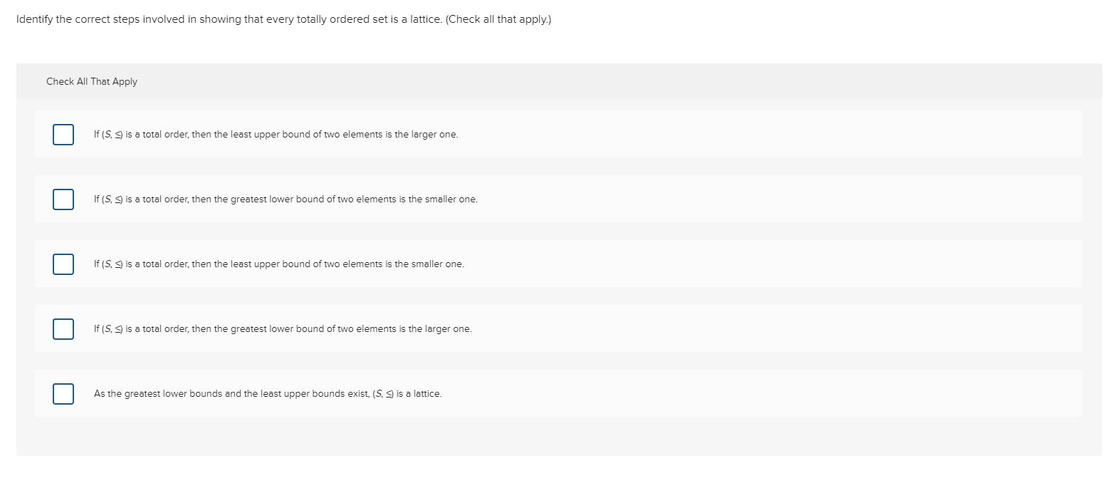Solved Identify The Correct Steps Involved In Showing That 