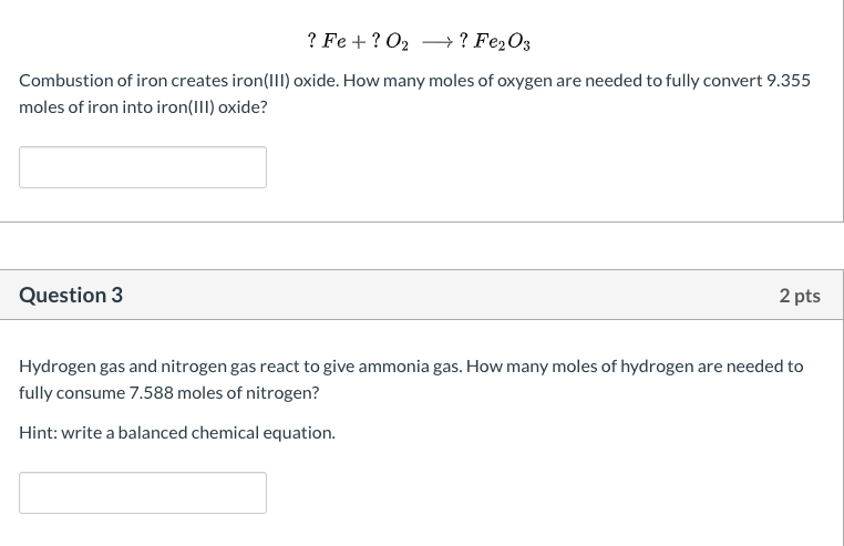 Solved ? Fe + ?O2 +? Fe2O3 Combustion of iron creates | Chegg.com