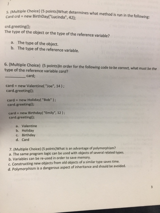 Solved 1. (5 points output of following Java Program? class | Chegg.com